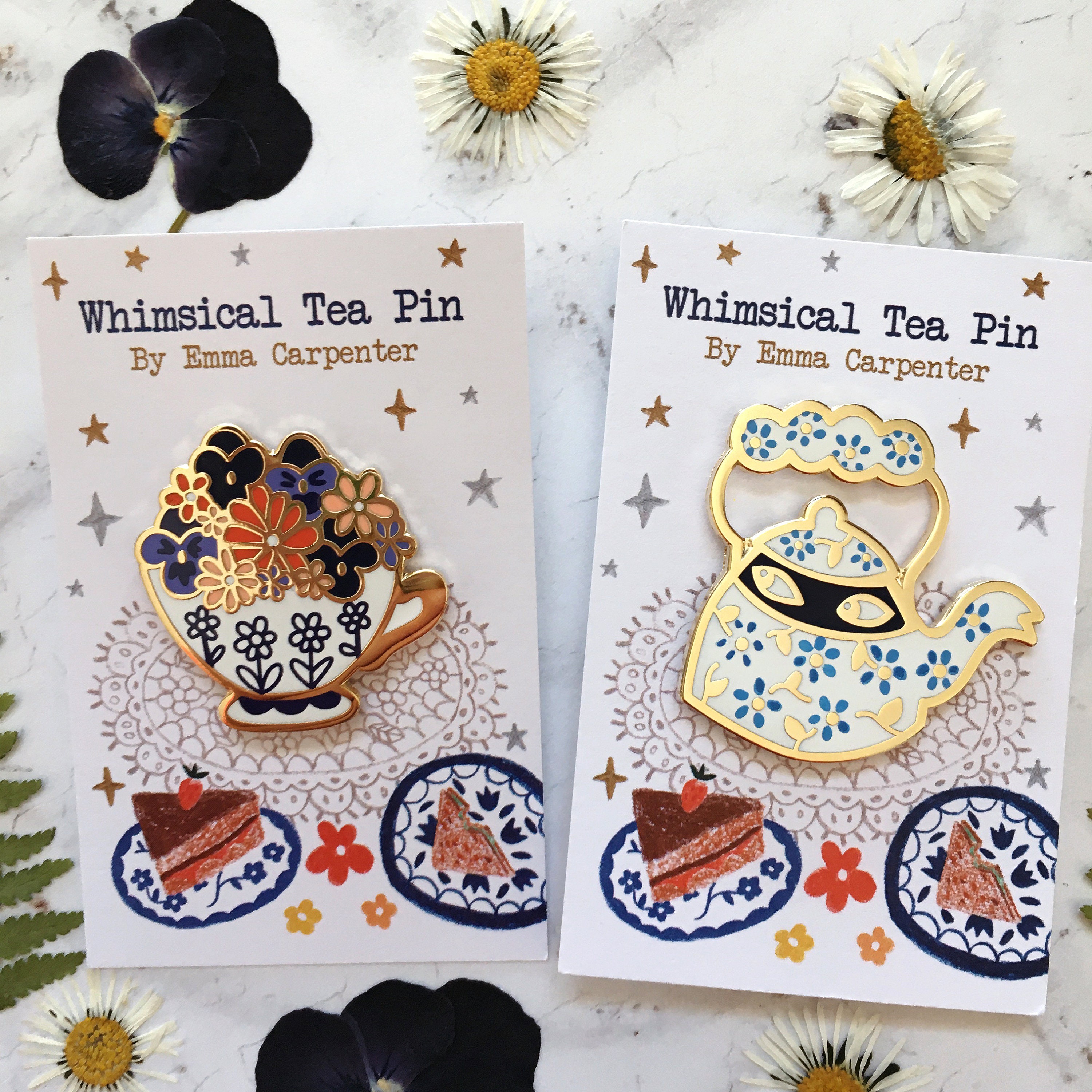 Floral Teacup Enamel Pin / Whimsical Tea Pin / Tea Brooch / | Etsy