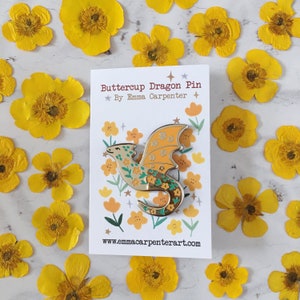 Buttercup the Dragon Pin /silver Nickel Hard Enamel Pin / Mythical ...