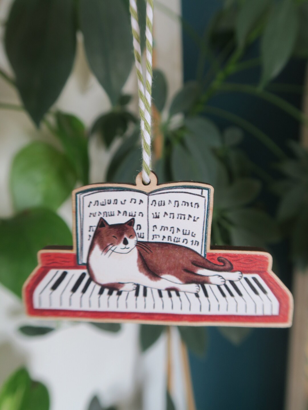 Cat Piano Keyboard Decoration / Wooden Hanging Ornament / Gift for Cat ...