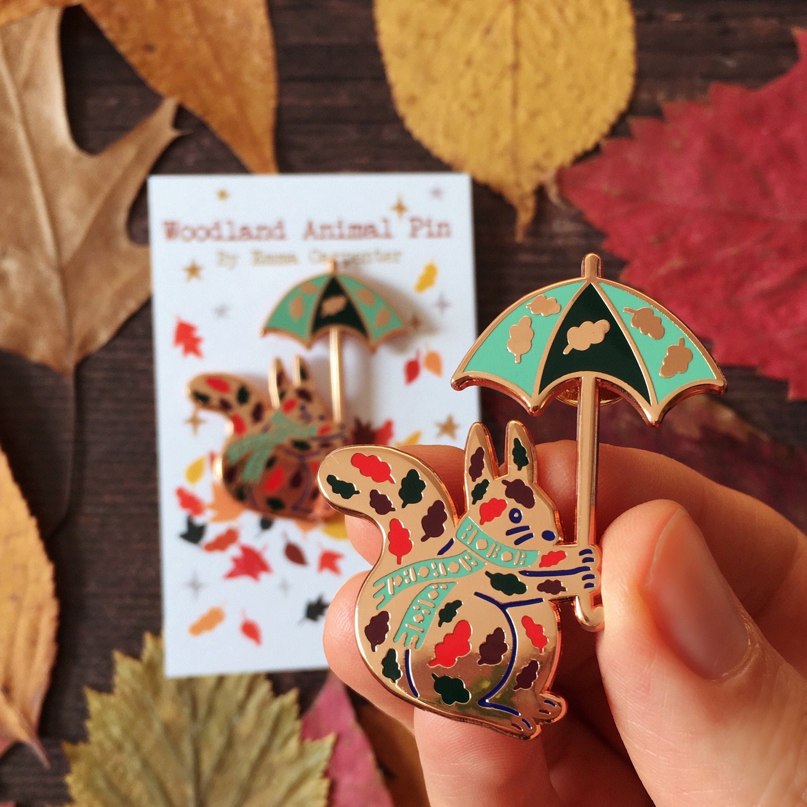 Squirrel With Umbrella Enamel Pin / Woodland Animal Pin / Cosy | Etsy