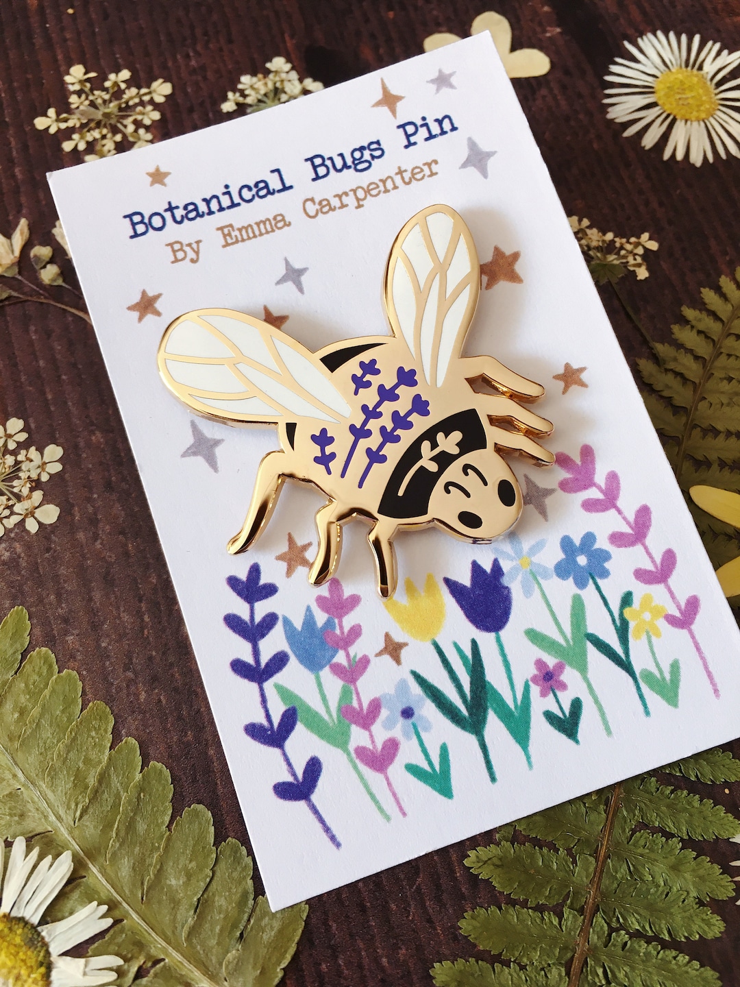 Botanical Bee Pin / Hard Enamel Pin / Bumblebee / Honey Bee / Floral ...