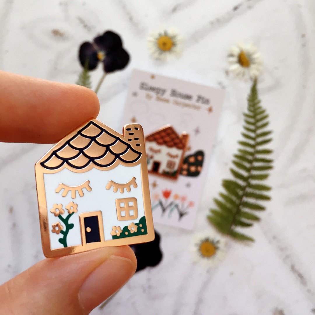 Sleepy House Enamel Pin / Cute House Pin / New Home Gift / House ...