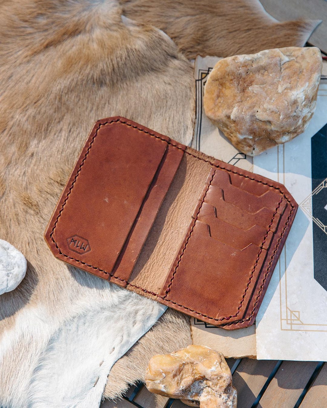 Leather Wallet - Merchants Wallet - English Tan - Handmade - Etsy