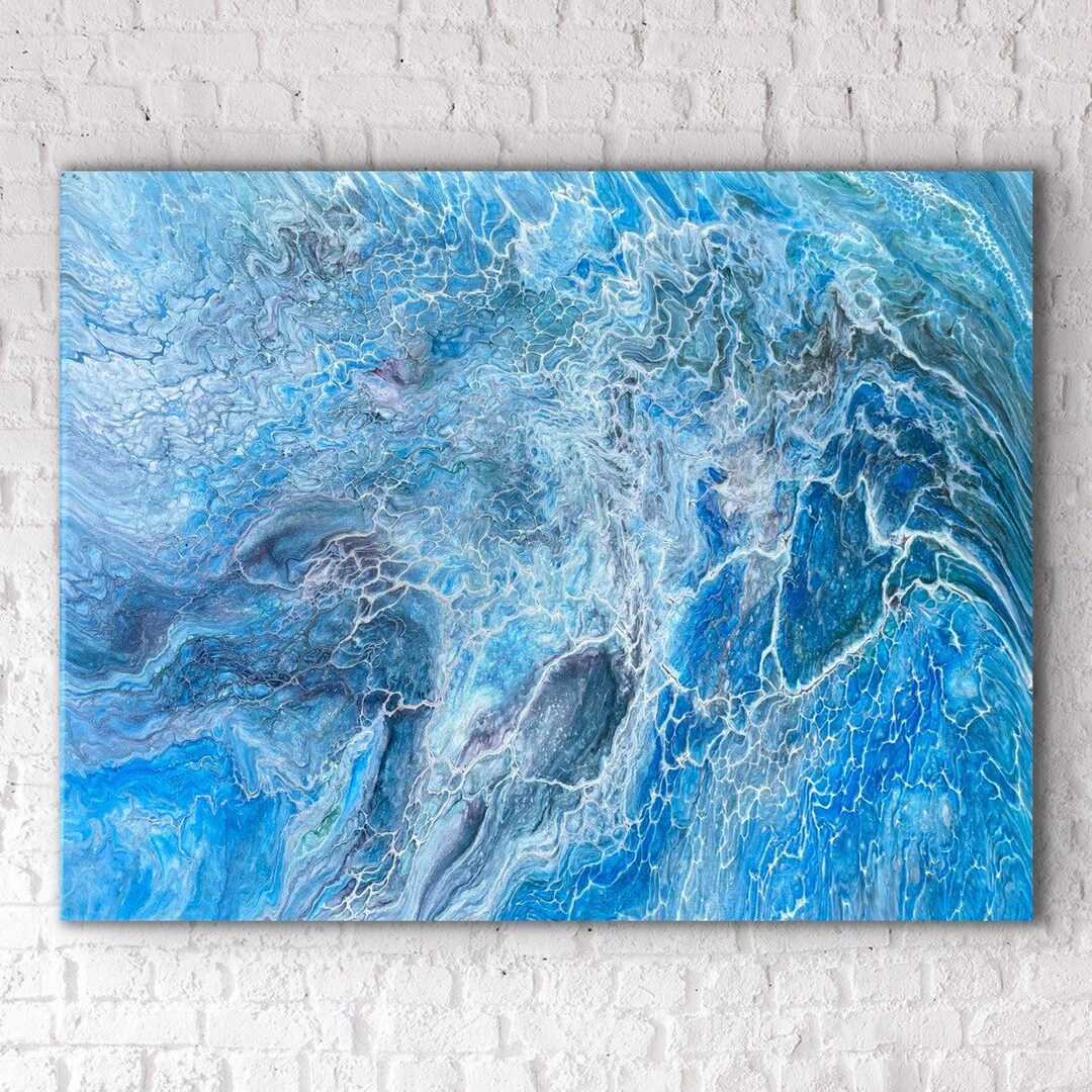 Acrylic Painting shoreline Fluid Art on 16x20 Canvas Abstract With ...