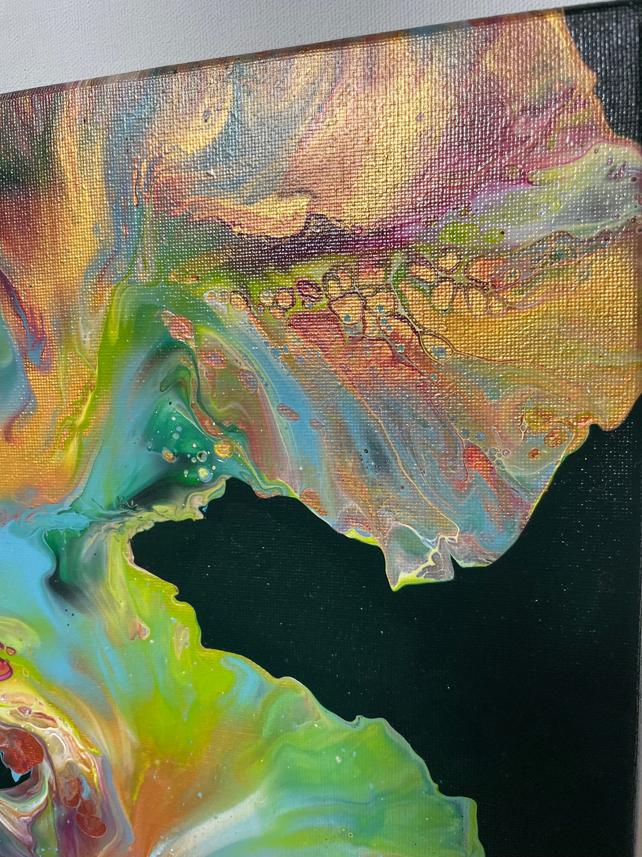 Warm Color Dutch Pour Painting Original Acrylic Fluid Artwork on Canvas ...