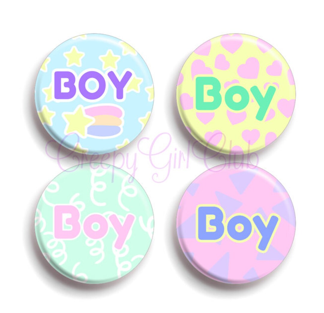 Kawaii Gender 4 Pin Pack: BOY Trans Rights Non-binary Kawaii Baby He ...