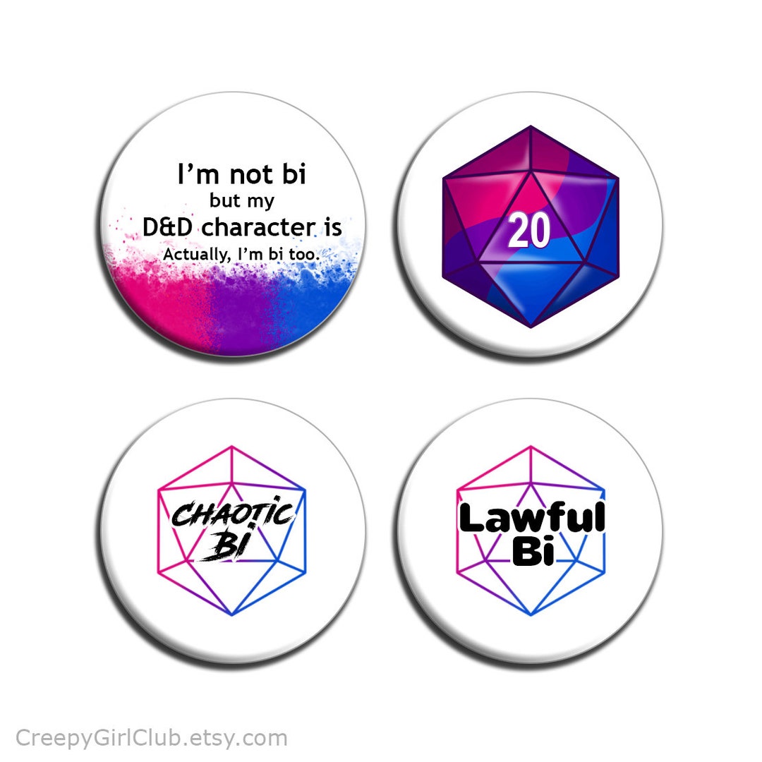 Bi Pride Dice Pins Chaotic Bi, Lawful Bi, I'm Not Bi but My Dnd ...