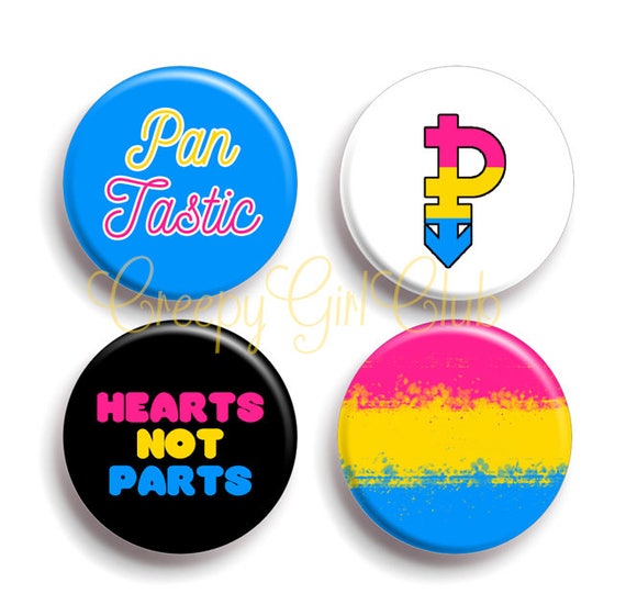 Pansexual Pride Pin Set: Pan Tastic Hearts Not Parts | Etsy