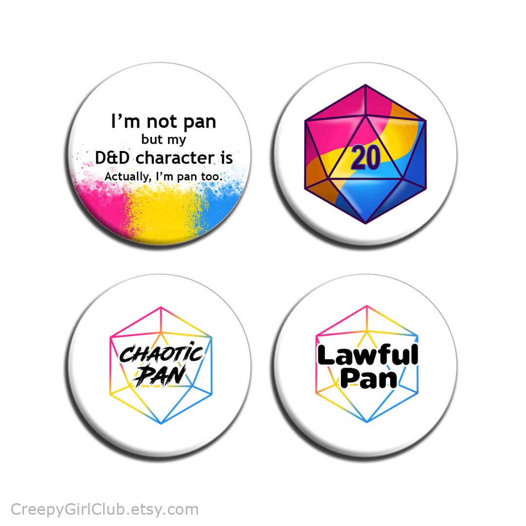 Pan Pride Dice Pins | Chaotic Pan, Lawful Pan, I'm Not Pan but My Dnd ...