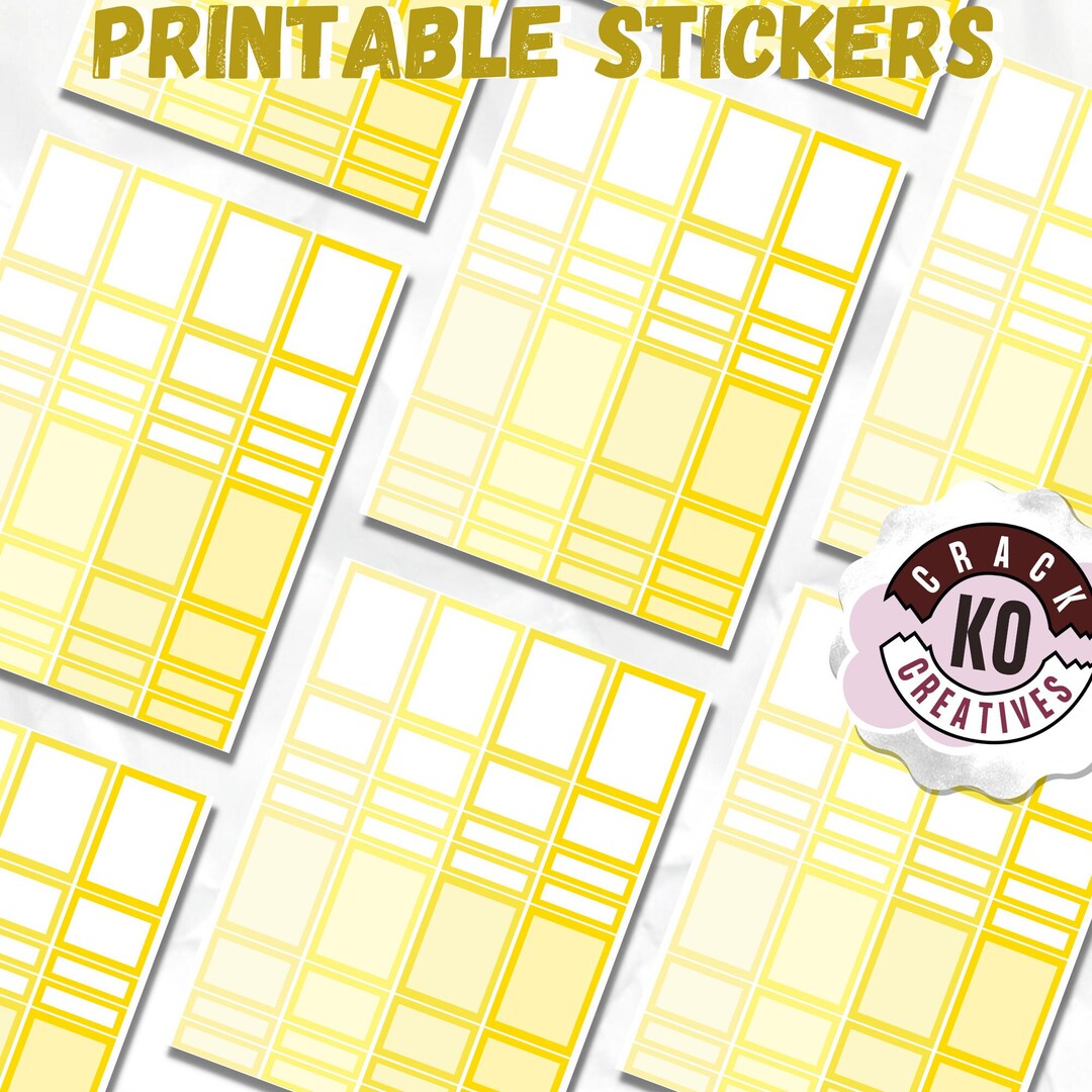 Printable Planner Stickers: Full, Half, Quarter Boxes (PDF Download) - Etsy