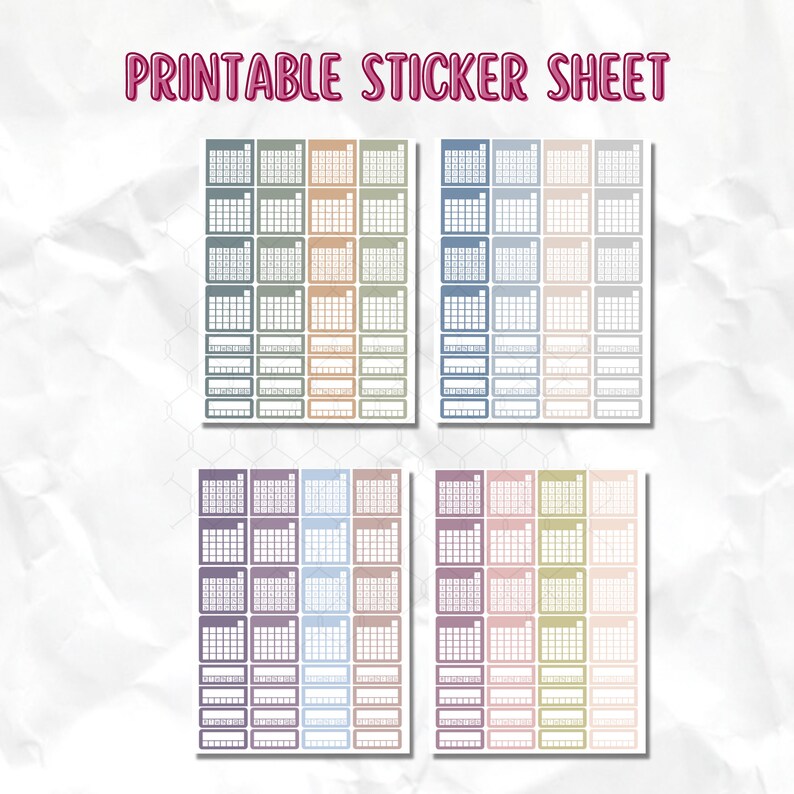 PRINTABLE ONLY Planner Sticker Set Habit Trackers Monthly, Weekly Blank ...