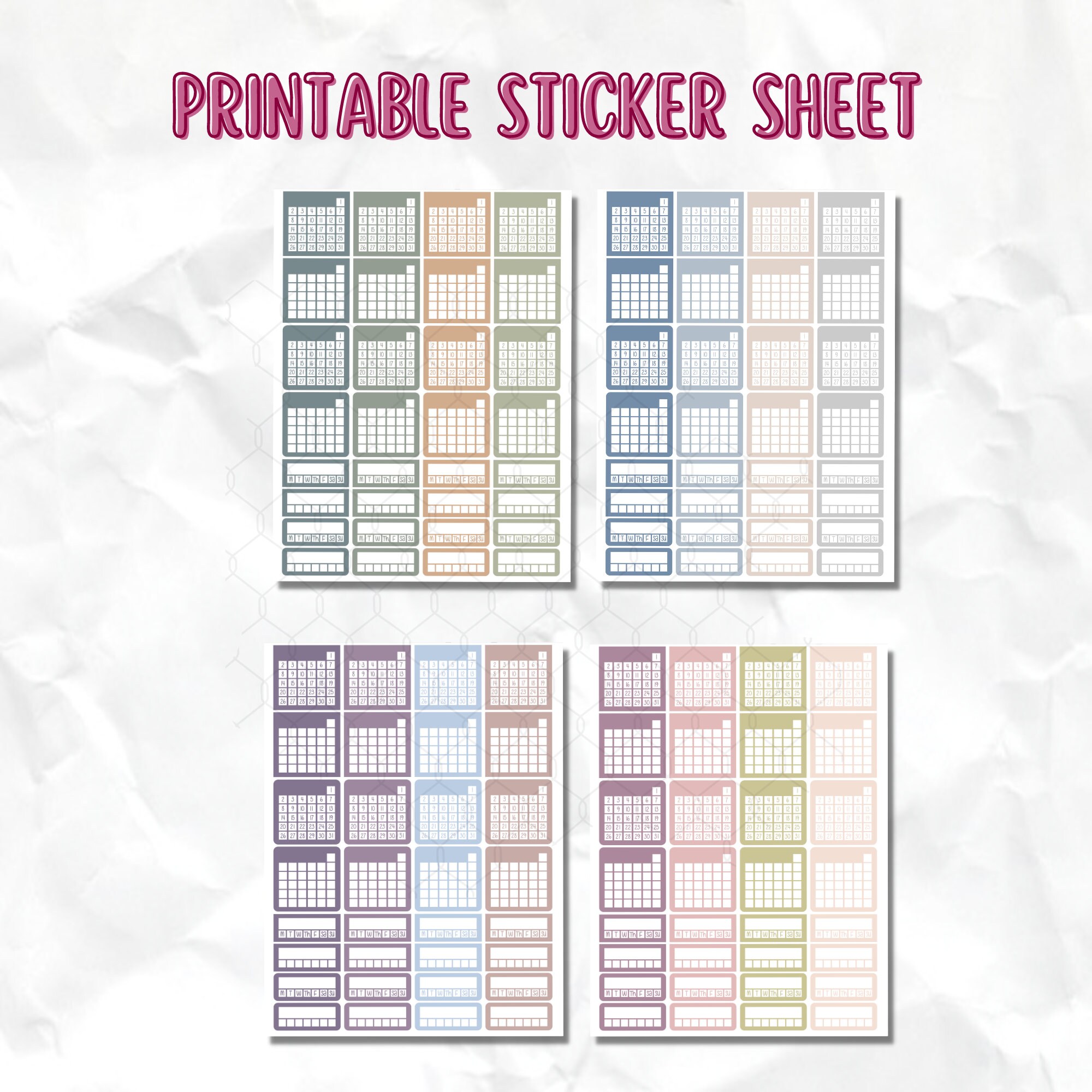 PRINTABLE *ONLY* Planner Sticker Set | Habit Trackers | Monthly, Weekly ...