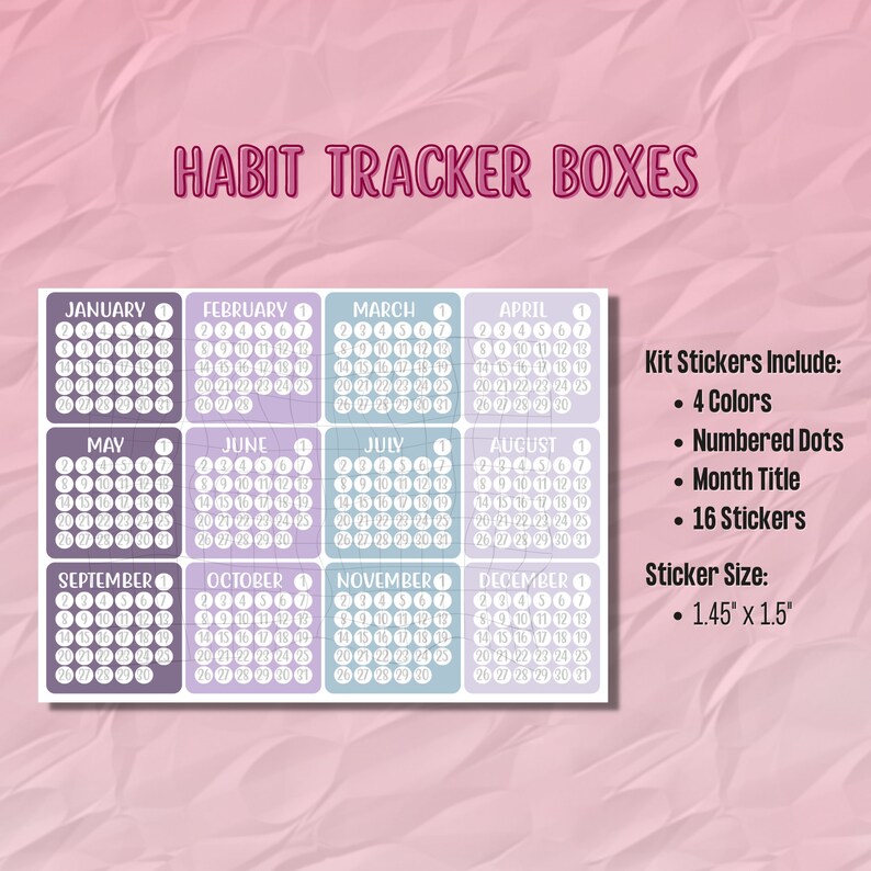 Numbered Monthly Habit Tracker | Planner Stickers - Etsy