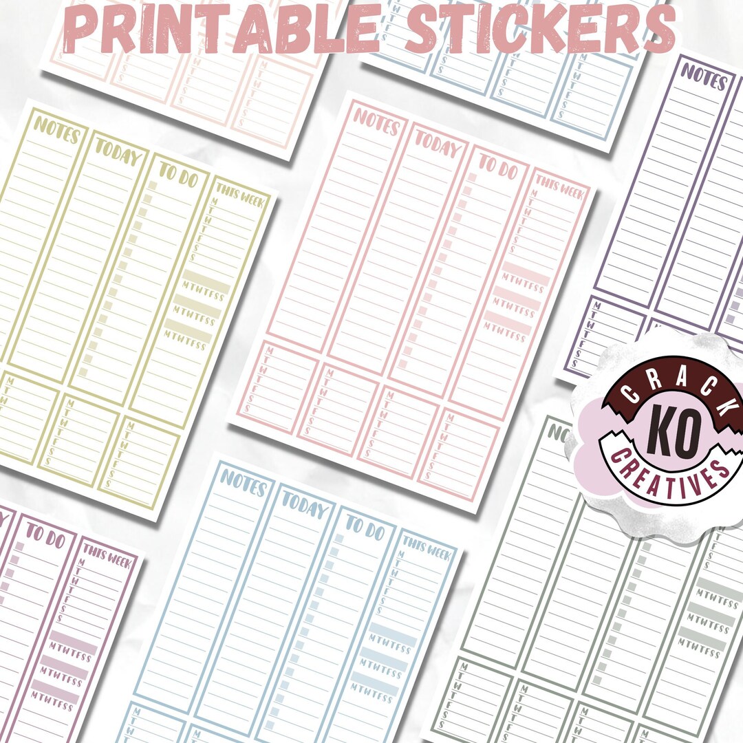 PRINTABLE *ONLY* Notes Long Sidebar | to Do List, Menu, Schedule, Habit ...