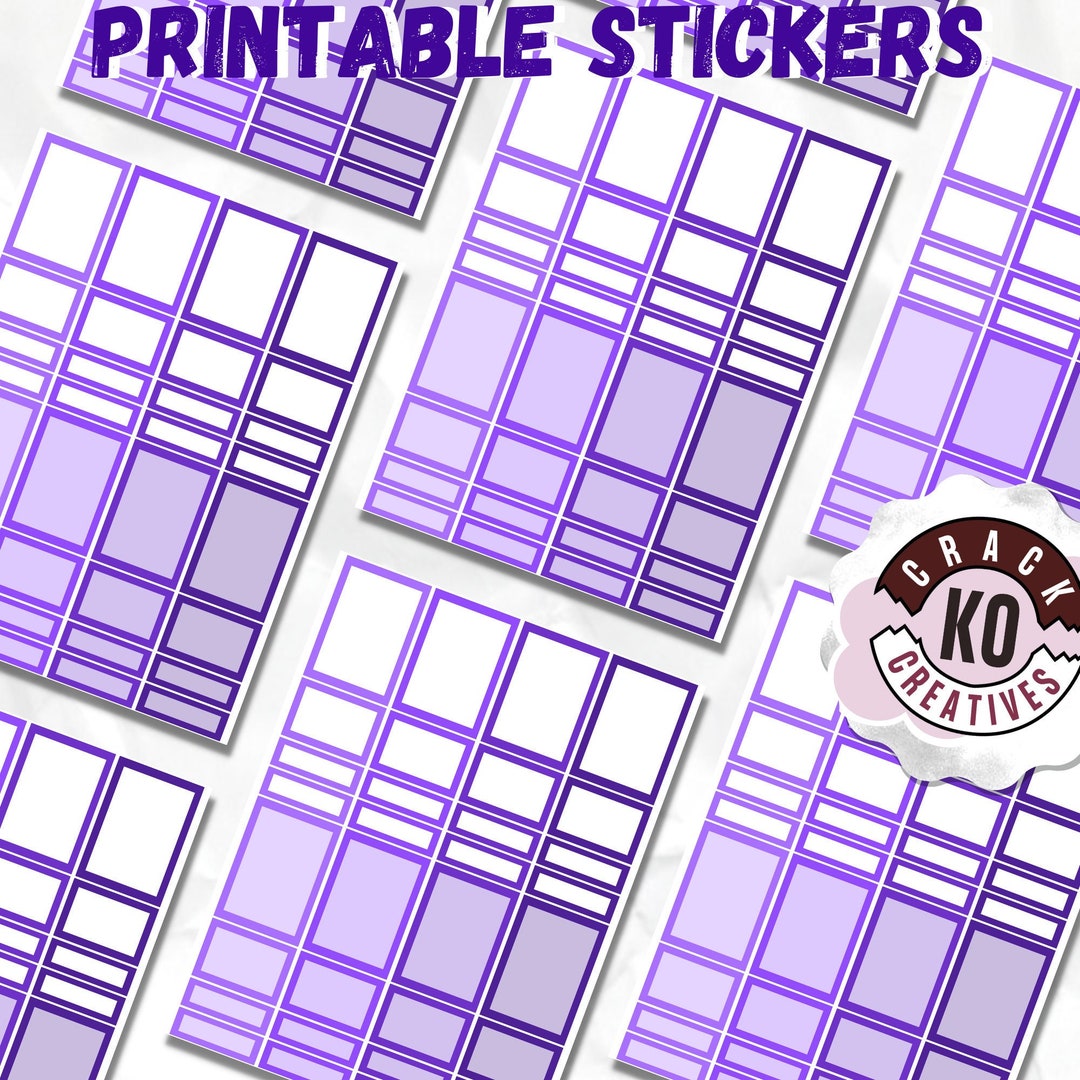 Printable Planner Stickers: Full, Half, Quarter Boxes (PDF, PNG) - Etsy