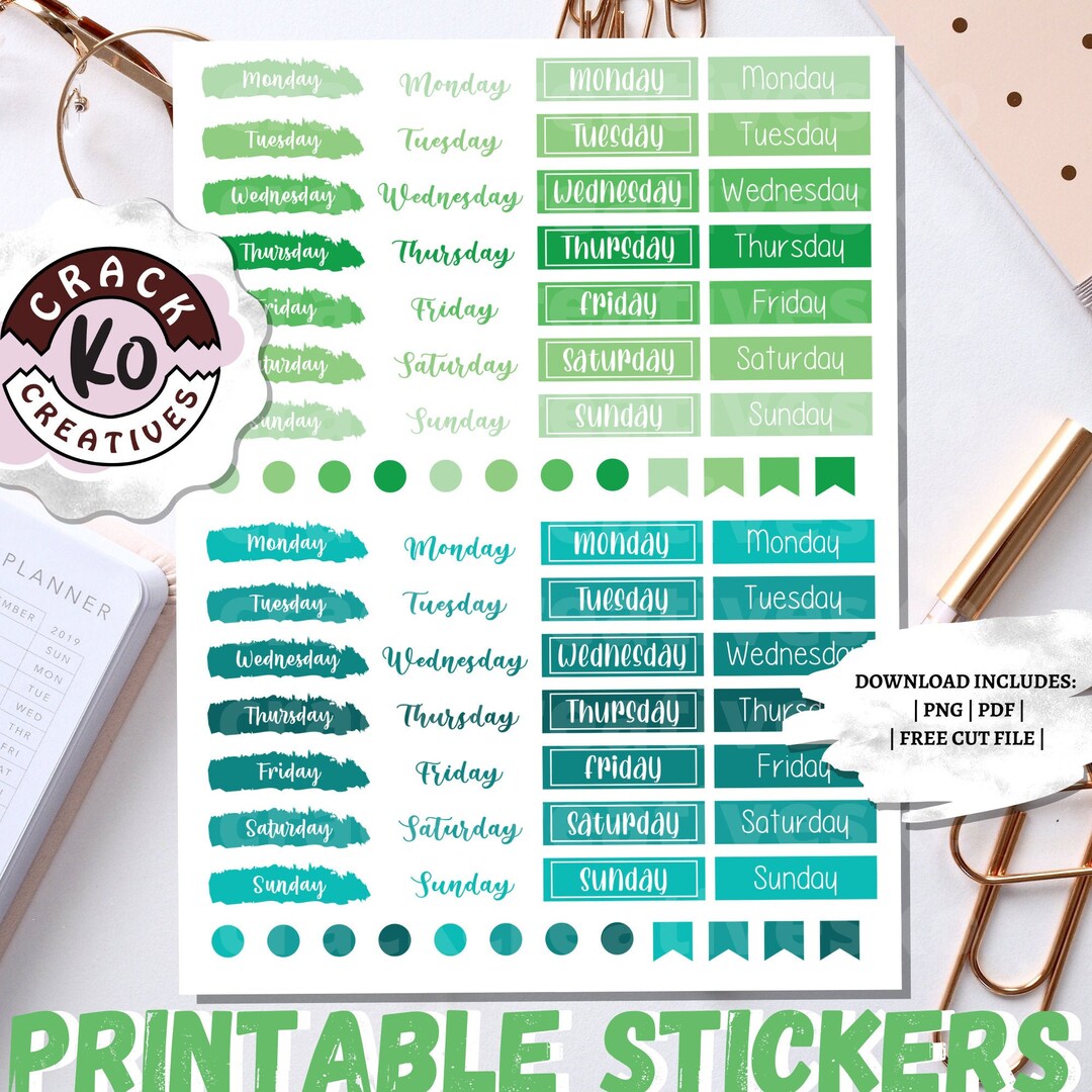 PRINTABLE ONLY Days of the Week Label Kit Circle Flags - Etsy