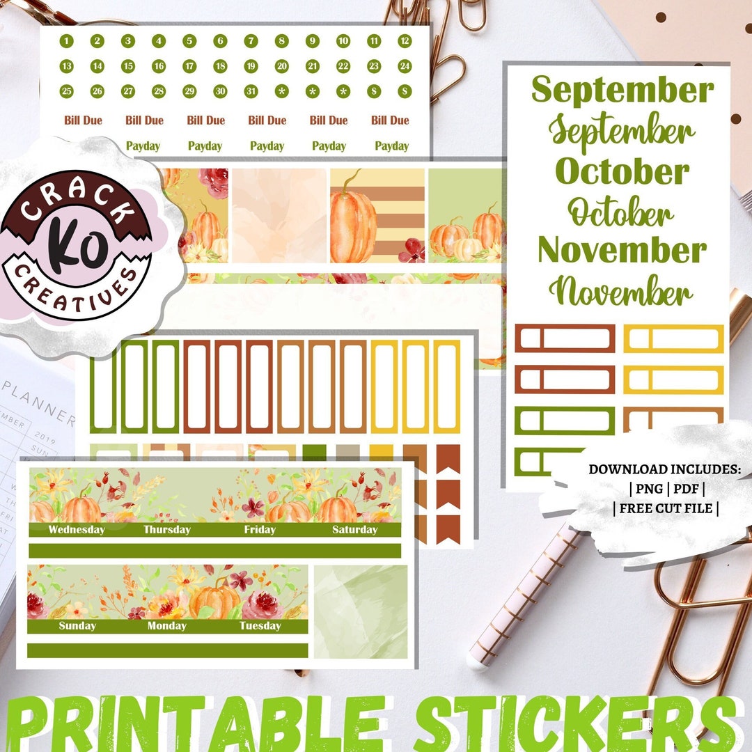 PRINTABLE ONLY Fall Monthly Kit Autumn September October November ...