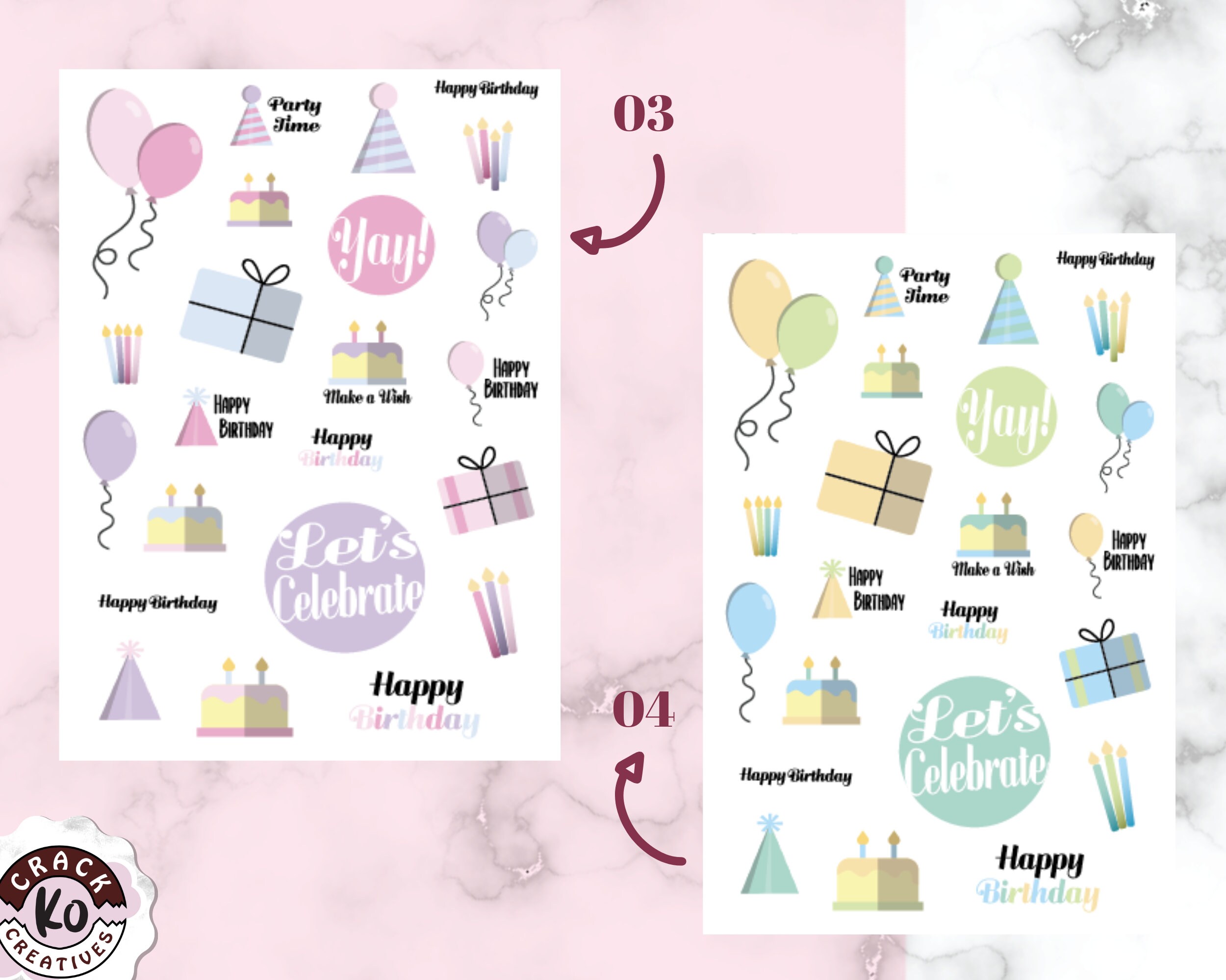 Happy Birthday Kit | Icons Quotes | Cake Presents Party Balloons ...