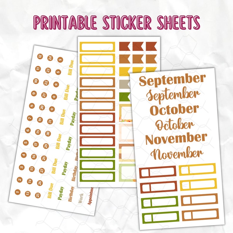 PRINTABLE *ONLY* Fall Monthly Kit | Autumn September October November ...