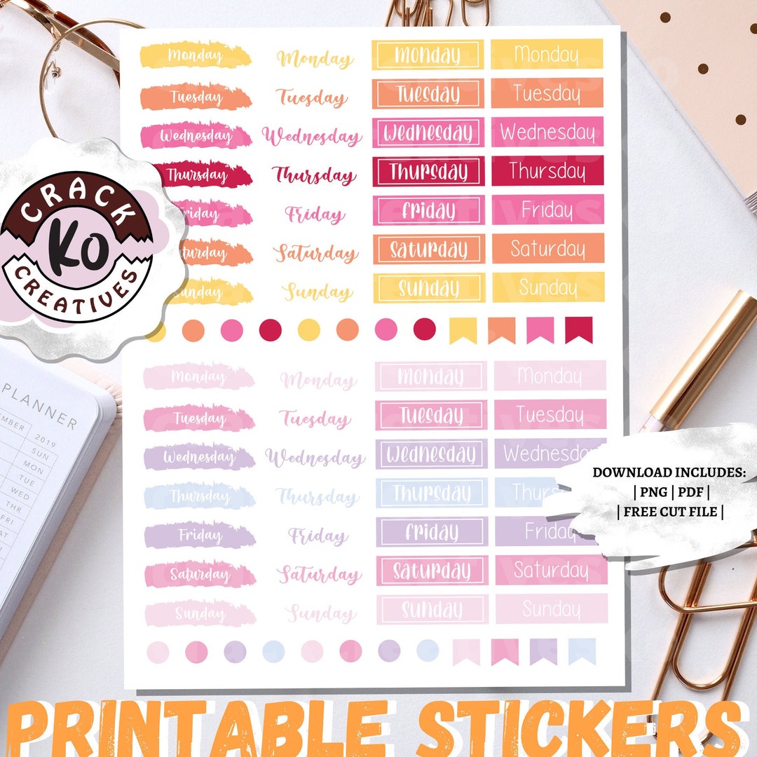 PRINTABLE ONLY Days of the Week Label Kit Circle Flags - Etsy