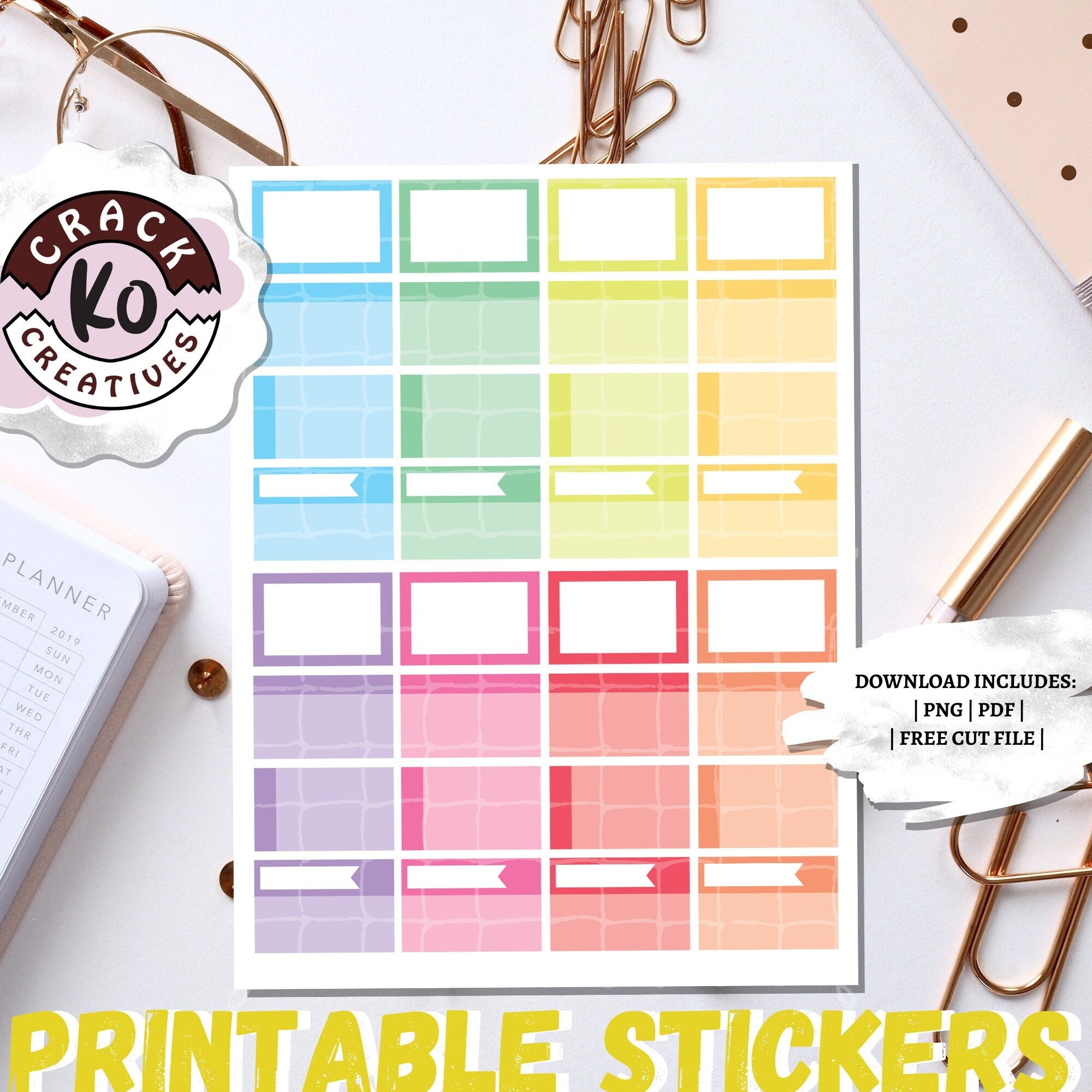 PRINTABLE ONLY Half Box Label Kit Planner Stickers | Etsy