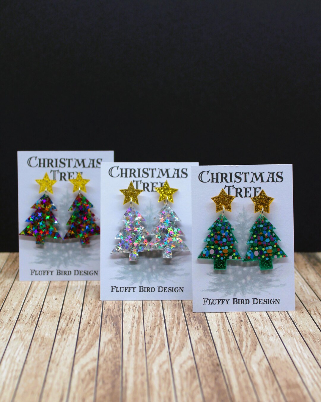 Christmas Tree Earrings | Glitter Festive Dangles | Holiday Jewellery ...