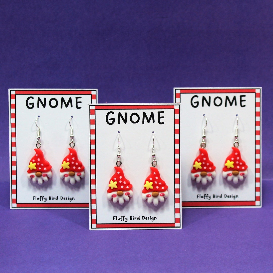 Gnome Earrings, Garden Gnome Dangle Earrings, Christmas Gnomes, Gonk ...