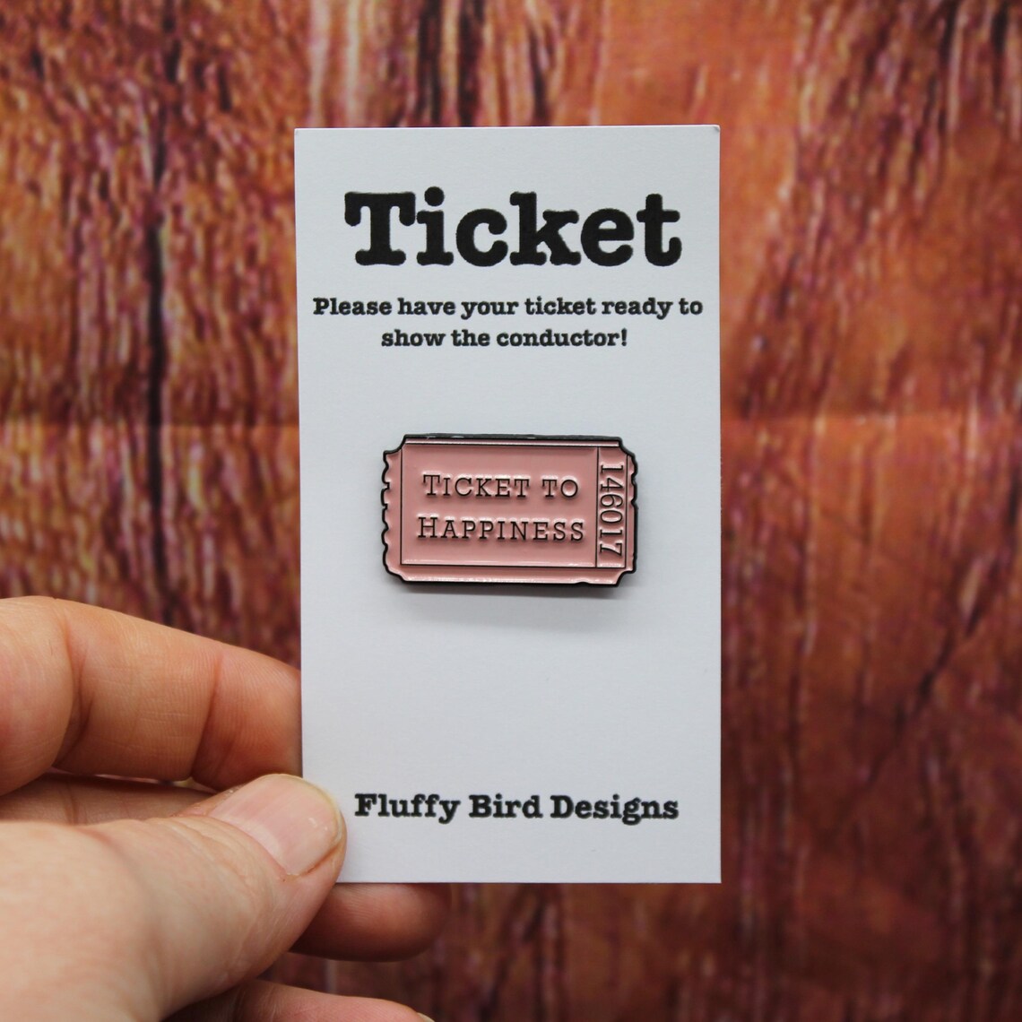 Ticket Pin Badges | Funny Enamel Pins | Ticket to Happiness, Anywhere ...