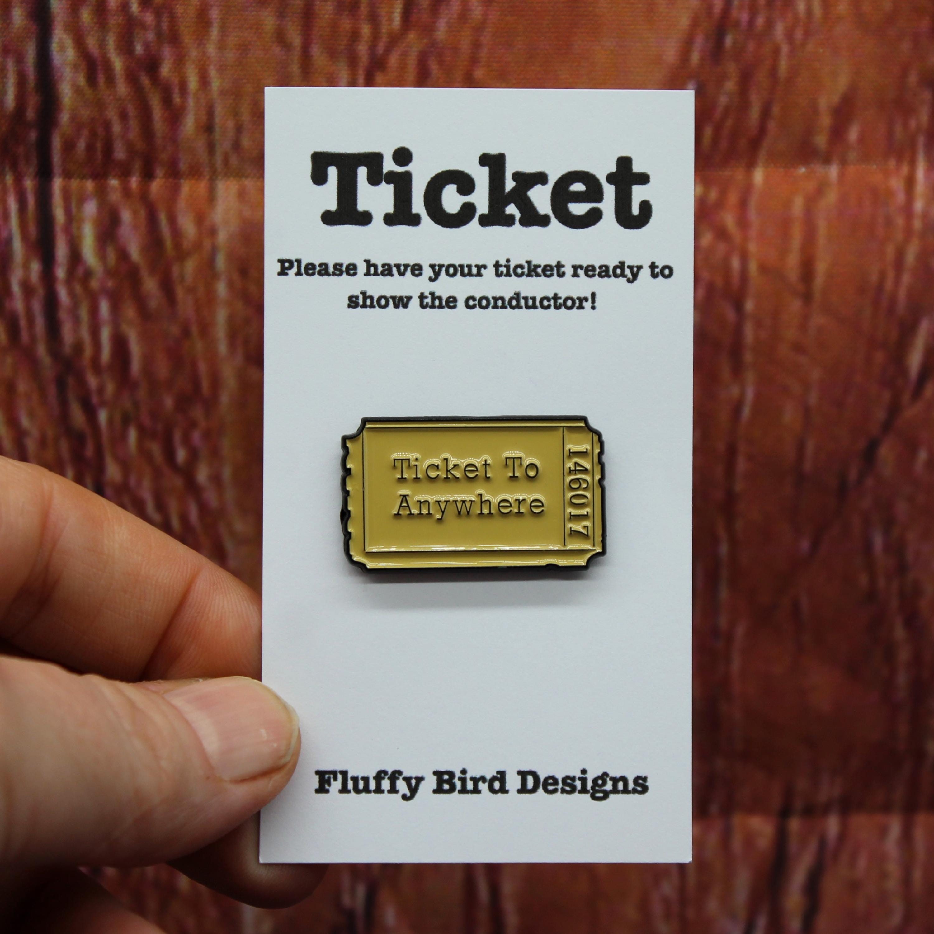 Ticket Pin Badges | Funny Enamel Pins | Ticket to Happiness, Anywhere ...