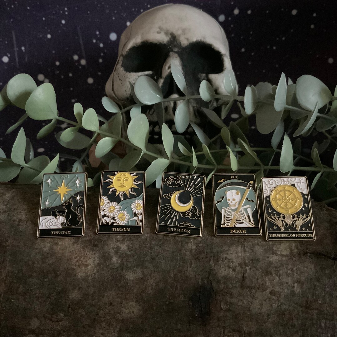 Tarot Card Pins | Star, Moon, Sun, Devil & Wheel of Fortune | Enamel ...