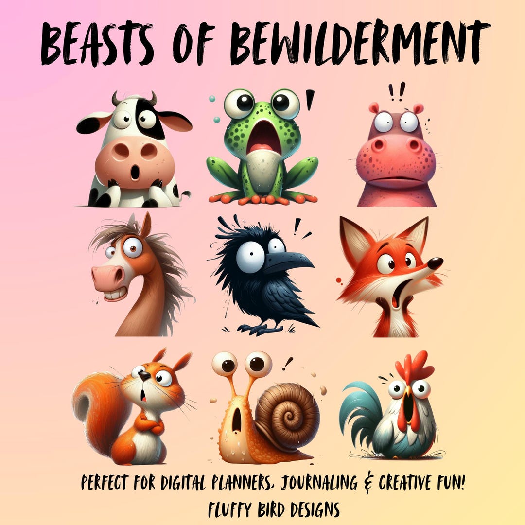 Funny Animal Clipart – 9 Quirky Pngs + 3 Bonus | Beasts of Bewilderment ...