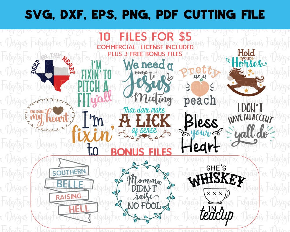 Southern Saying Svg Bundle SVG, DXF, EPS, Png Files for Cutting ...