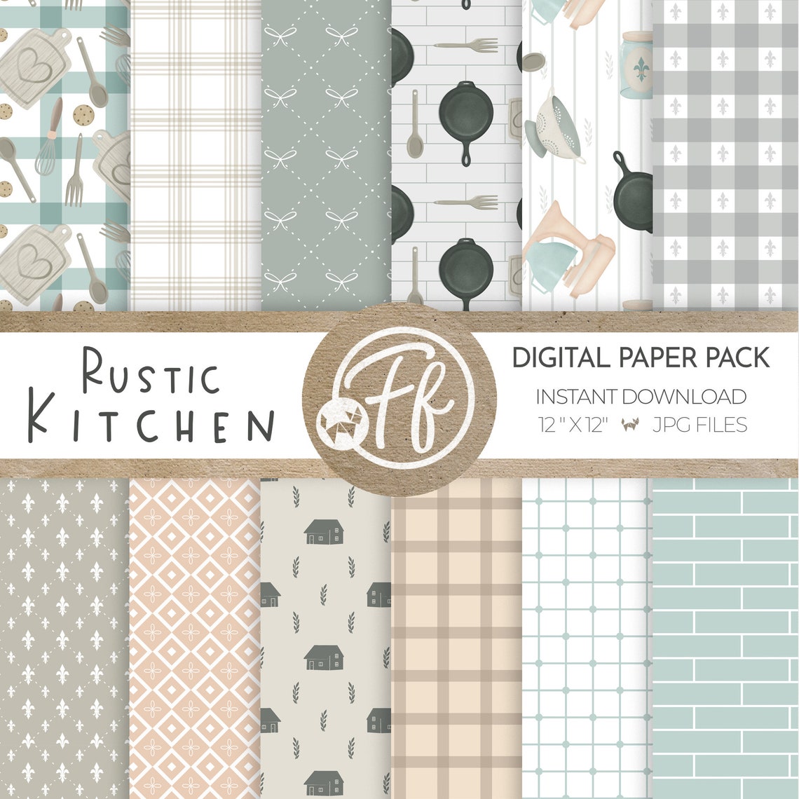 Rustic Kitchen Digital Paper Farmhouse Patterns Grandmas - Etsy