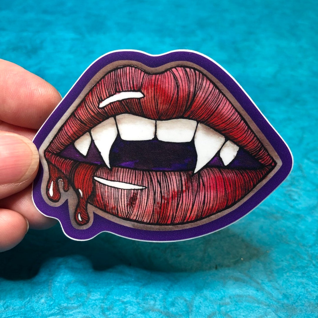Vampire Lips Die Cut Vinyl Sticker - Etsy