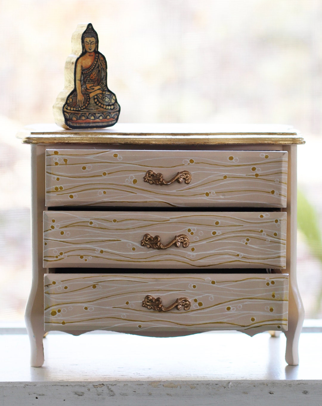 God Box Detailed White and Gold 3-drawer - Etsy