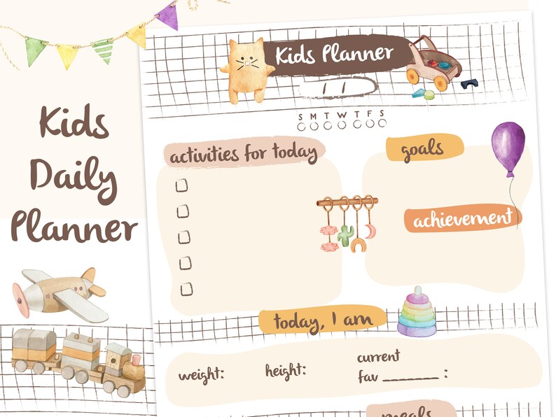 Printable Digital Children's Kids Daily Activities Planner - Etsy