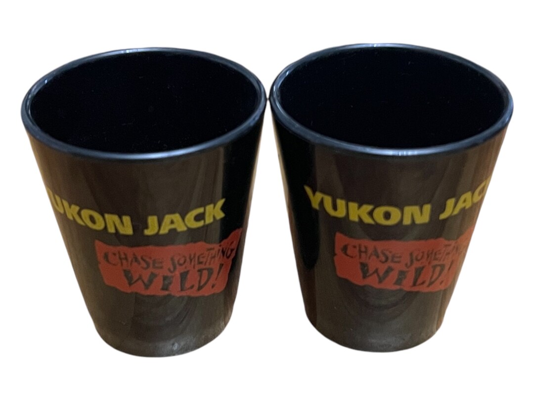 Vintage Yukon Jack Shot Glasses - Chase Something Wild Set of Two ...