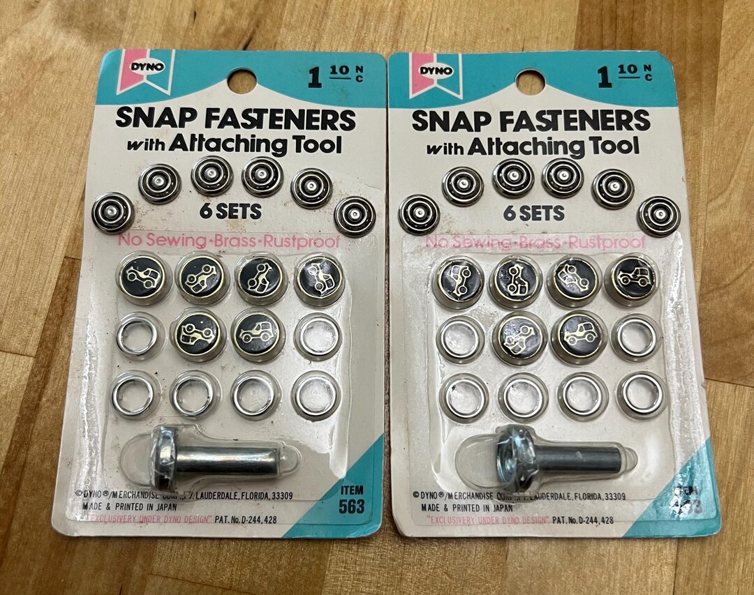 Vintage Snap Fasteners W/ Attaching Tool, 2 Packs With 6 Sets Each by Dyno - Etsy