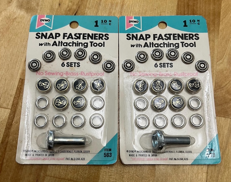 Vintage Snap Fasteners W/ Attaching Tool, 2 Packs With 6 Sets Each by ...