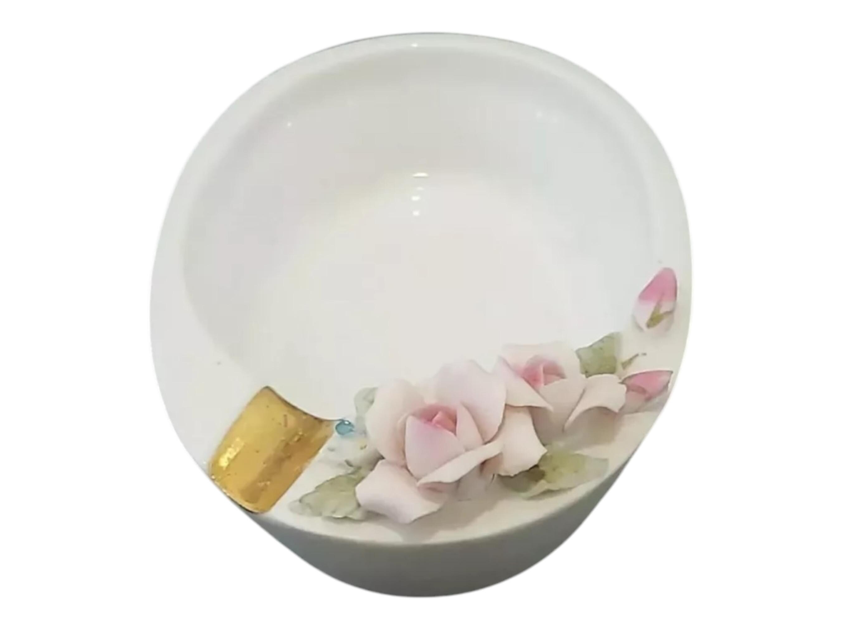 Vintage Lefton China White Oval Ashtray Hand Painted Raised Roses #1196 ...