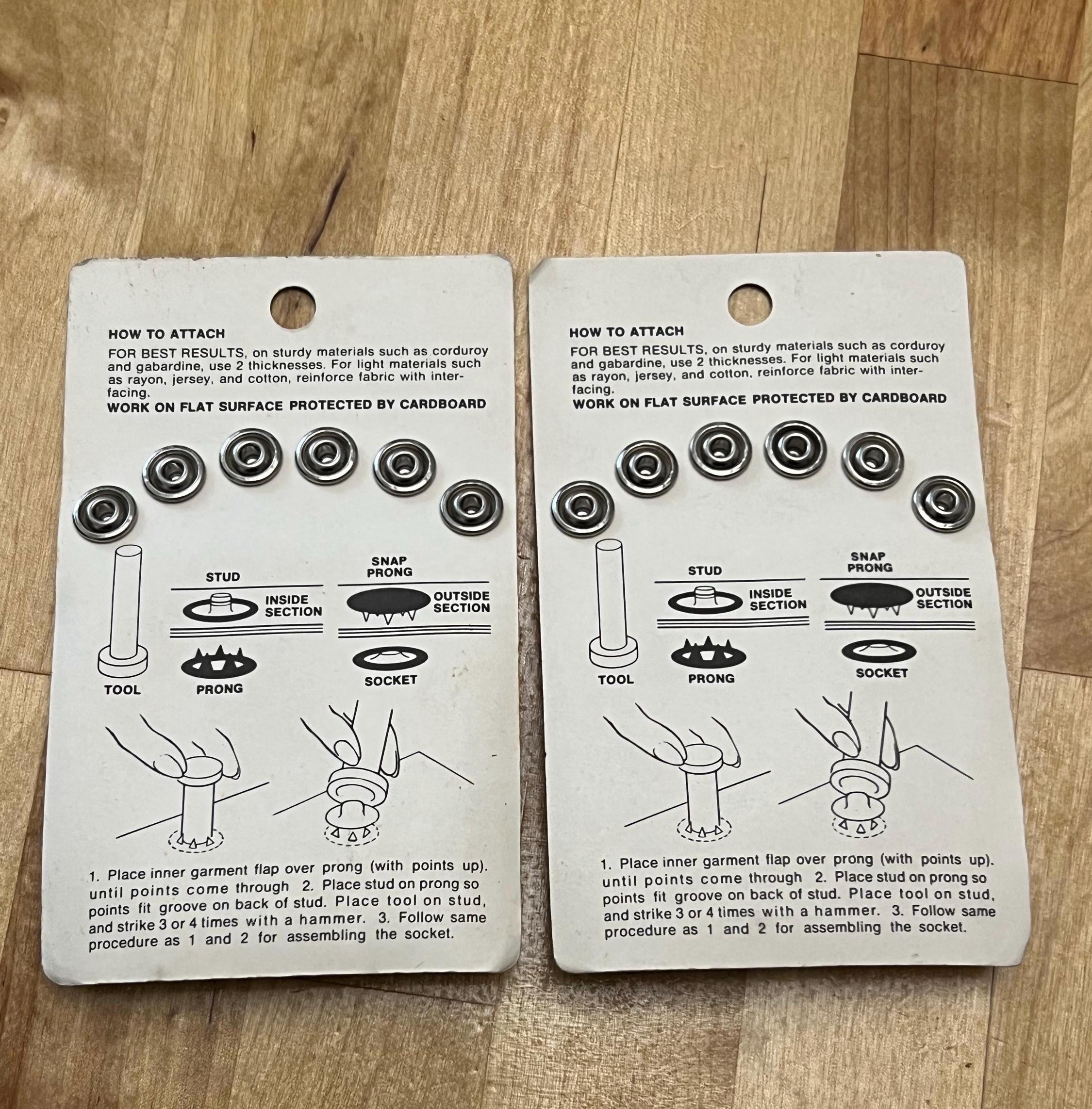 Vintage Snap Fasteners W/ Attaching Tool, 2 Packs With 6 Sets Each by Dyno - Etsy