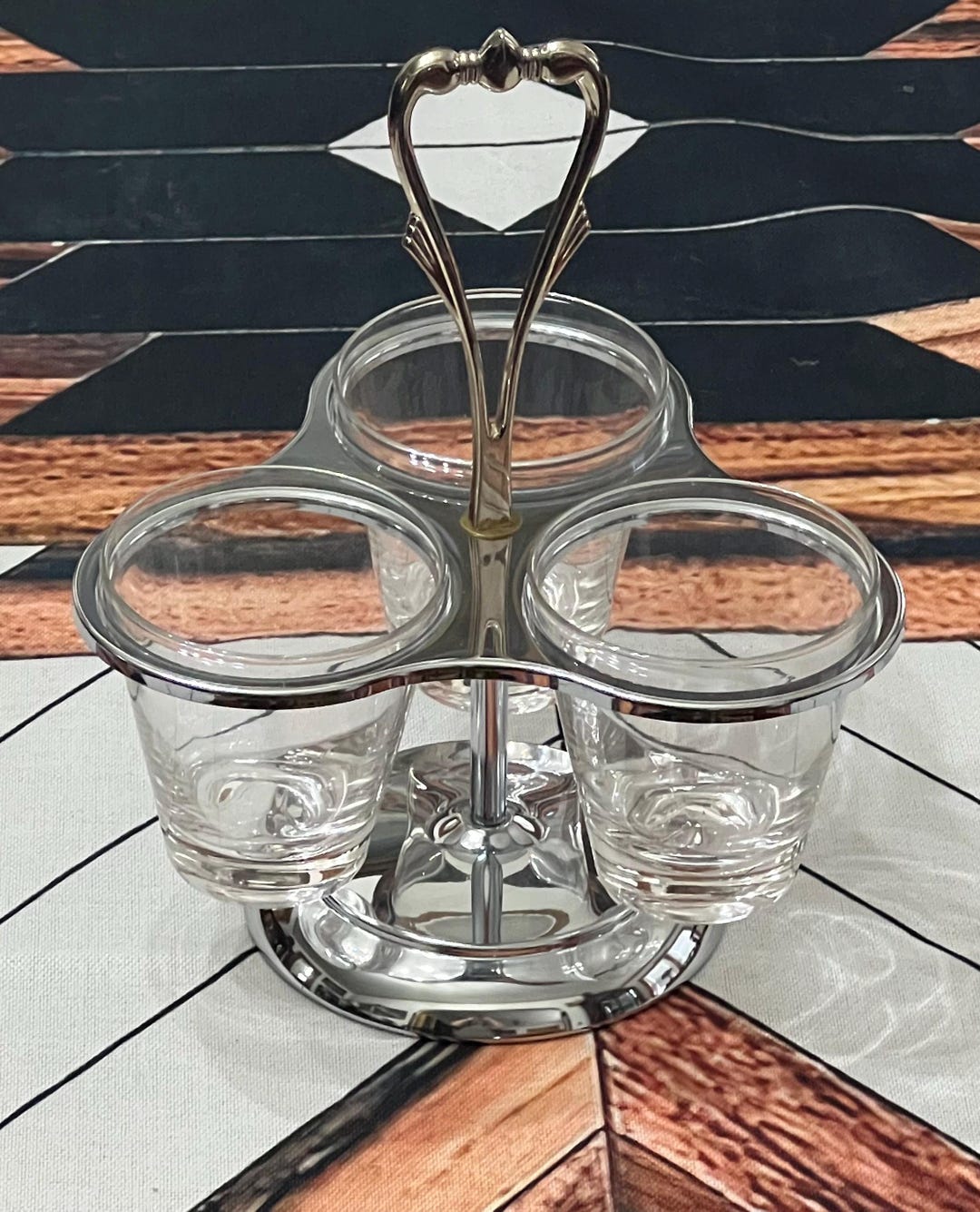 Vintage Kromex Mid-century Triple Carousel Condiment Server Chrome ...