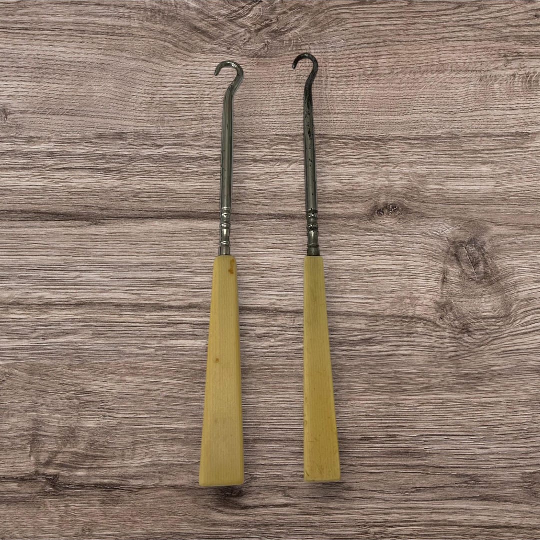 Antique Button Hooks (set of 2) 6" Clothing Accessory Shoe Tool ...