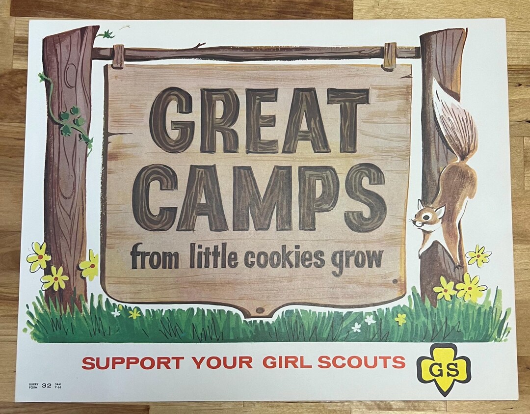 Vintage Girl Scouts Camp Poster GREAT CAMPS From Little Cookies Grow ...