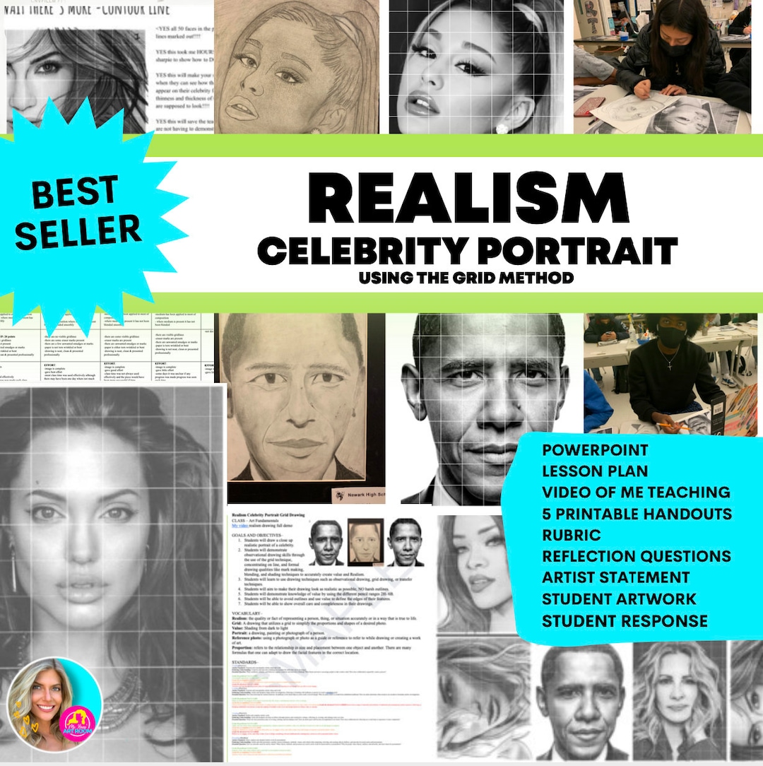 Realism Celebrity Portrait- Using the Grid Method- Middle or High ...