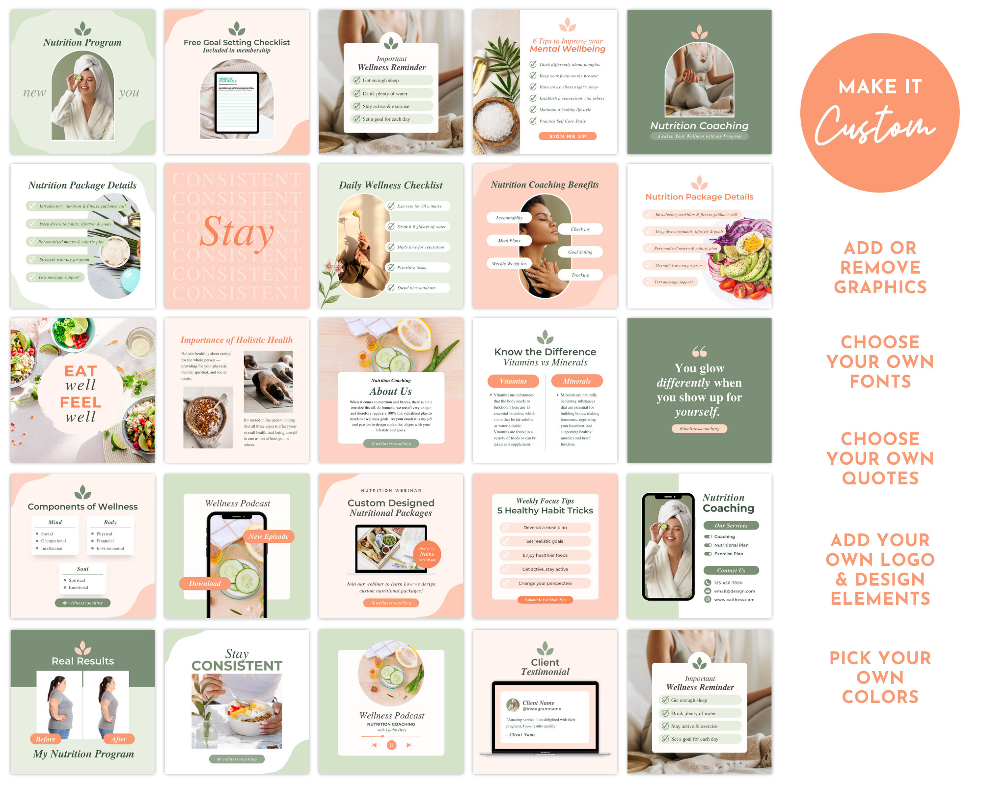 Wellness Instagram Post Templates for Canva (digital Download) - Etsy