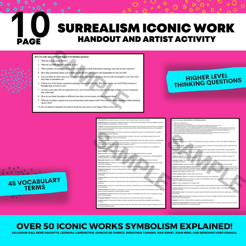 Visual Art- Surrealism Lesson, Presentation, 10 Handouts, Rubric ...