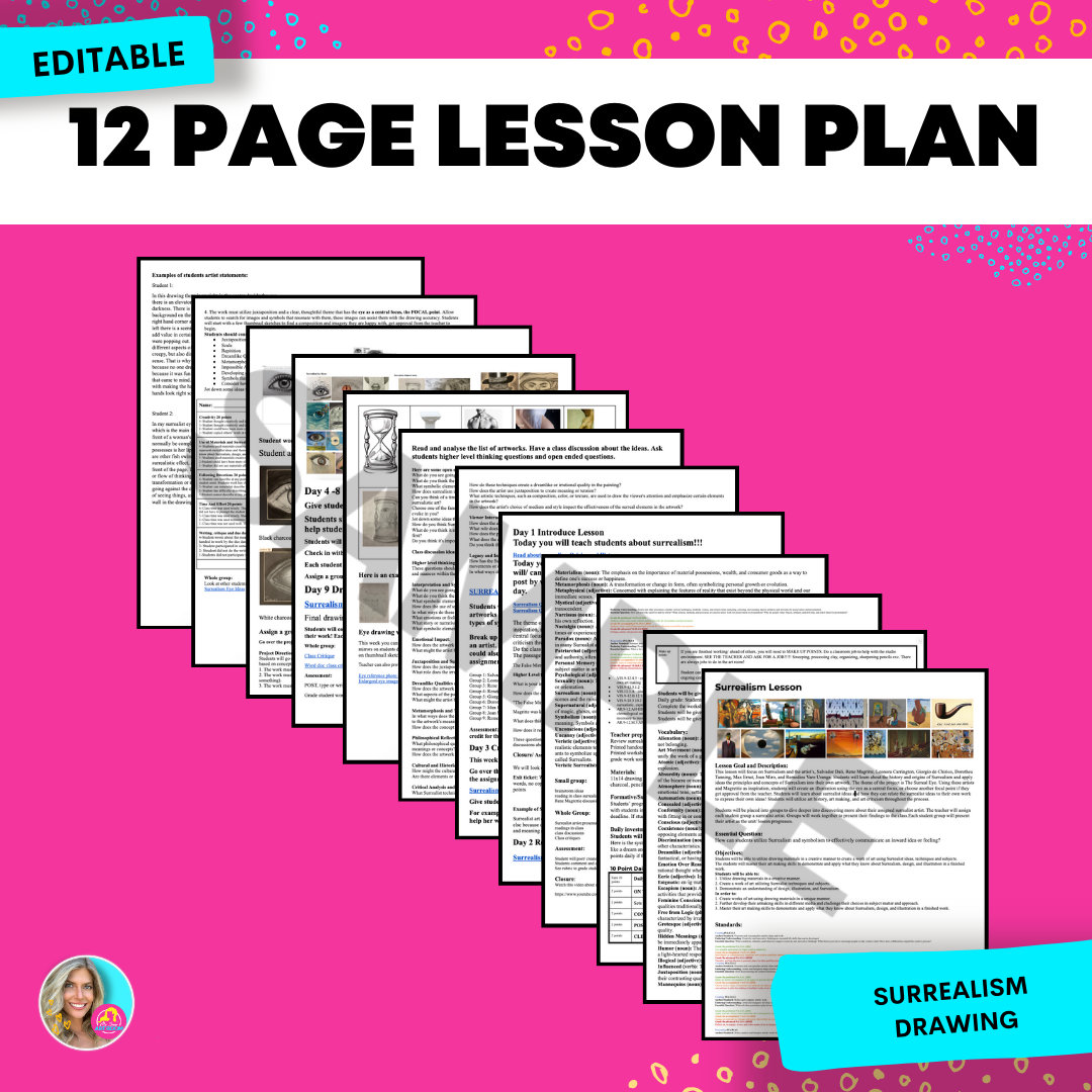 Visual Art- Surrealism Lesson, Presentation, 10 Handouts, Rubric ...
