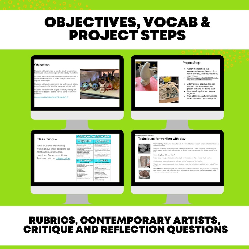 Ceramics and Clay Pinch Monster, Lesson, Presentation, Handouts ...