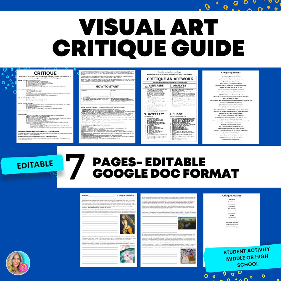 Visual Art Critique Guide With Answer Key: How to Critique an Artwork ...